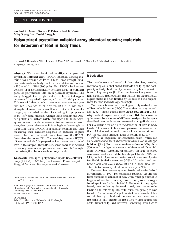 (PDF) Polymerized crystalline colloidal array chemical-sensing ...
