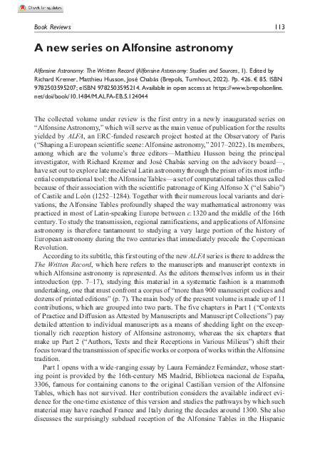 (PDF) A new series on Alfonsine astronomy