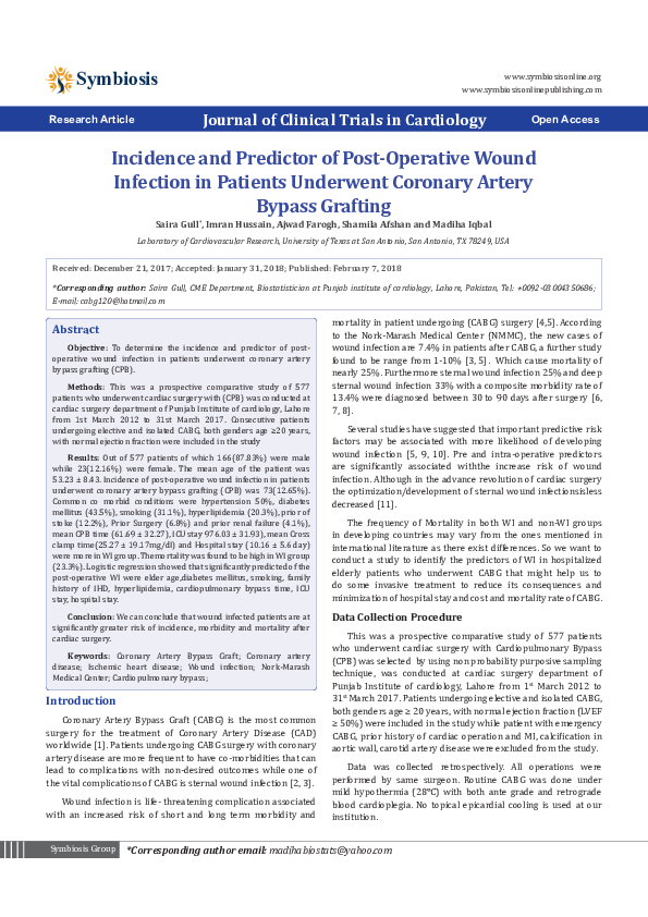 (PDF) Incidence and Predictor of Post-Operative Wound Infection in ...
