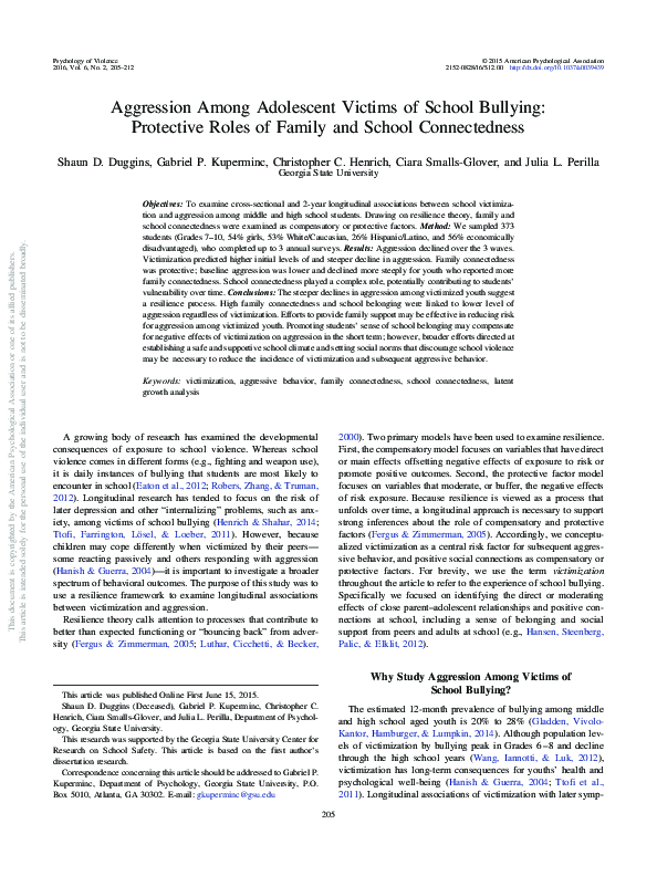 (PDF) Aggression among adolescent victims of school bullying ...
