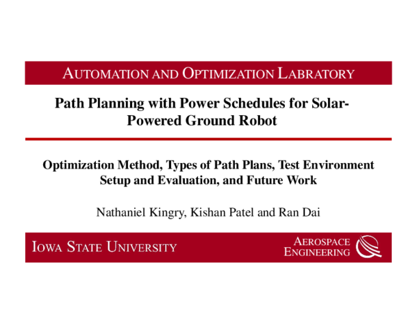 (PDF) Path Planning with Power Schedules for Solar-Powered Ground Robot