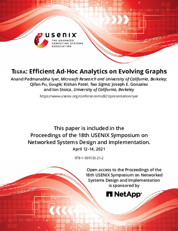 (PDF) TEGRA: Efficient Ad-Hoc Analytics on Evolving Graphs