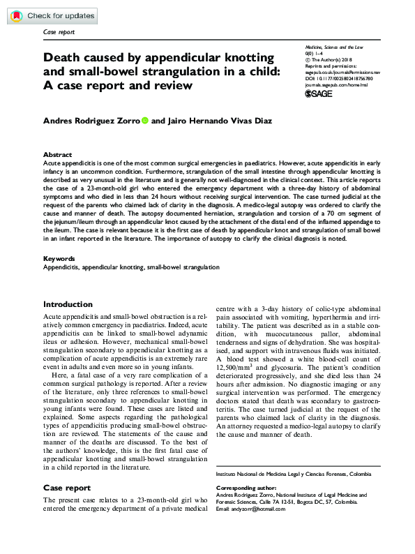(PDF) Death caused by appendicular knotting and small-bowel ...