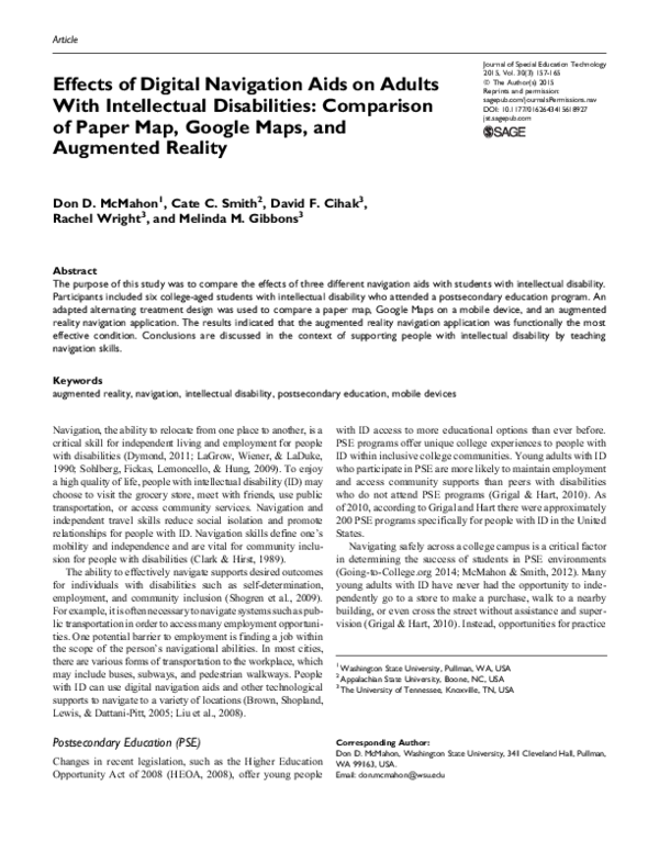 (PDF) Effects of Digital Navigation Aids on Adults With Intellectual ...