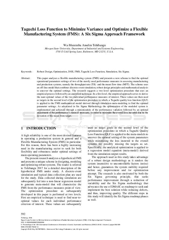Pdf Taguchi Loss Function To Minimize Variance And Optimize A