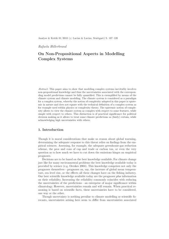 Pdf On Non Propositional Aspects In Modelling Complex Systems