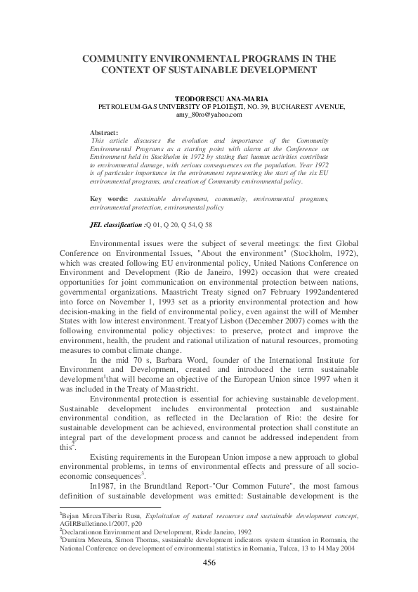 (PDF) Community environmental programs in the context of sustainable ...