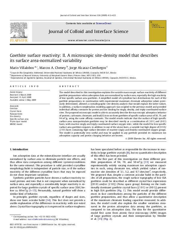 (PDF) Goethite surface reactivity: II. A microscopic site-density model ...