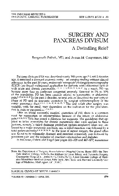 (PDF) Surgery and Pancreas Divisum