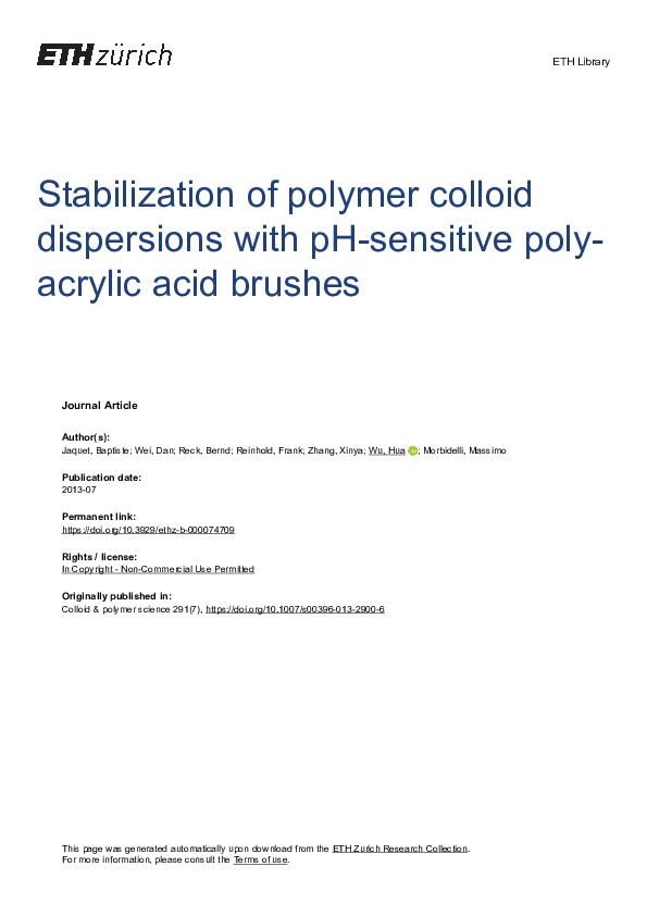 (PDF) Stabilization of polymer colloid dispersions with pH-sensitive ...