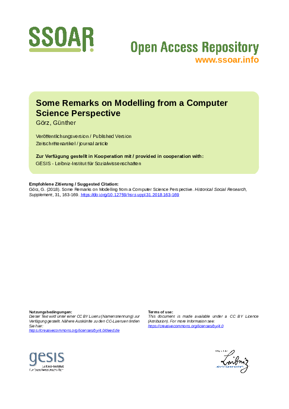 (PDF) Some Remarks on Modelling from a Computer Science Perspective