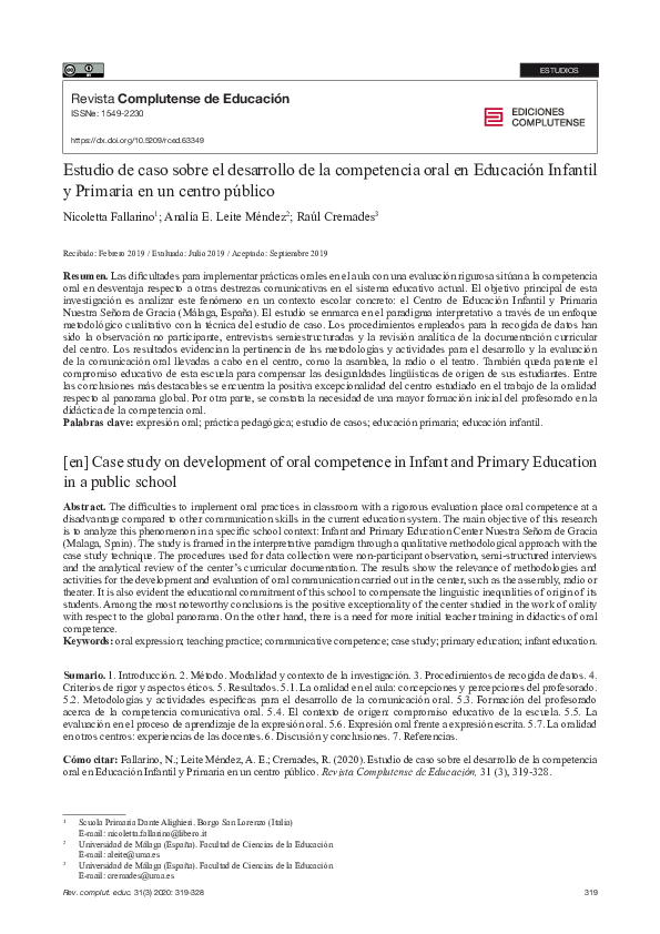 (PDF) Estudio de caso sobre el desarrollo de la competencia oral en ...