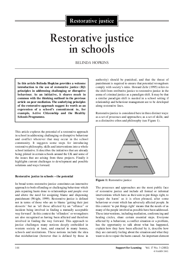 (PDF) Restorative Justice in Schools