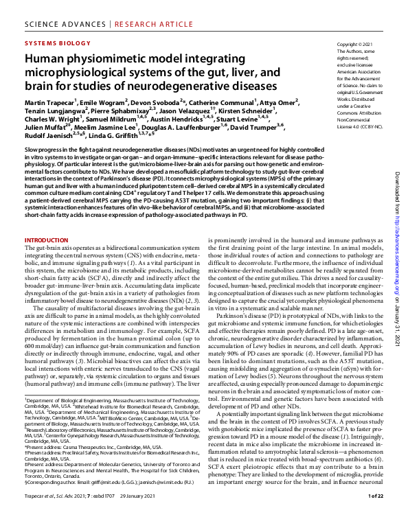 (PDF) Human physiomimetic model integrating microphysiological systems ...