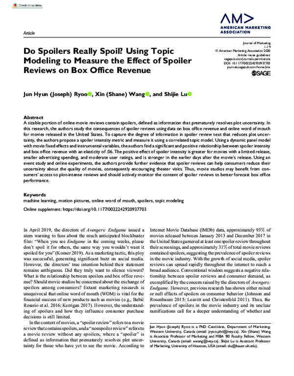 (PDF) Do Spoilers Really Spoil? Using Topic Modeling to Measure the ...