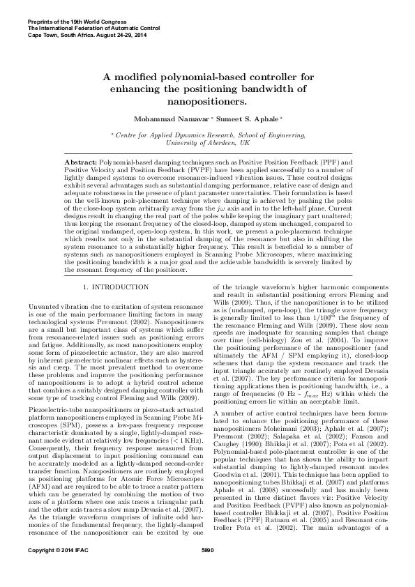 Pdf A Modified Polynomial Based Controller For Enhancing The Positioning Bandwidth Of