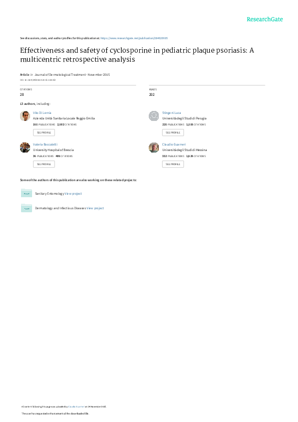 (PDF) Cyclo-sporine in Pediatric Plaque Psoriasis