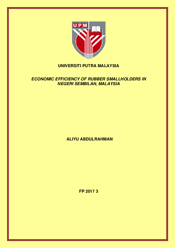 (PDF) Economic efficiency of rubber smallholders in Negeri Sembilan ...