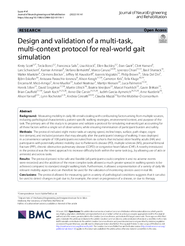 Pdf Design And Validation Of A Multi Task Multi Context Protocol For Real World Gait Simulation 