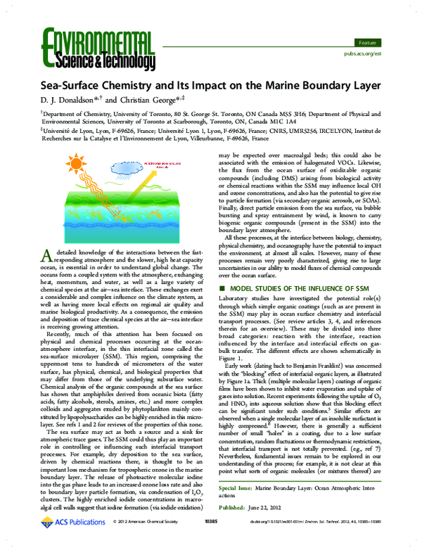 (PDF) Sea-Surface Chemistry and Its Impact on the Marine Boundary Layer