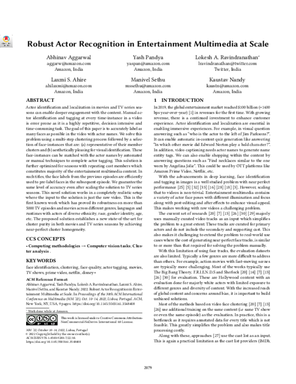 (PDF) Robust Actor Recognition in Entertainment Multimedia at Scale