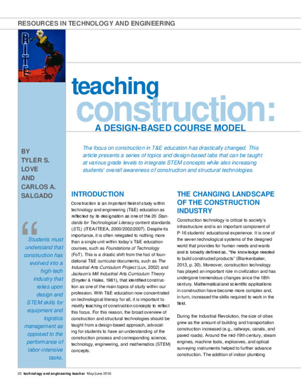 (PDF) Teaching Construction: A Design-Based Course Model