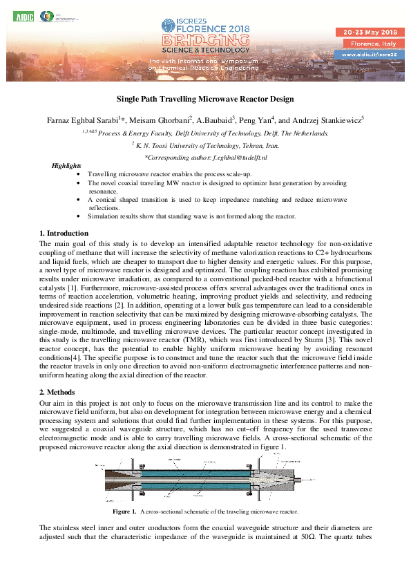 (PDF) Single Path Travelling Microwave Reactor Design