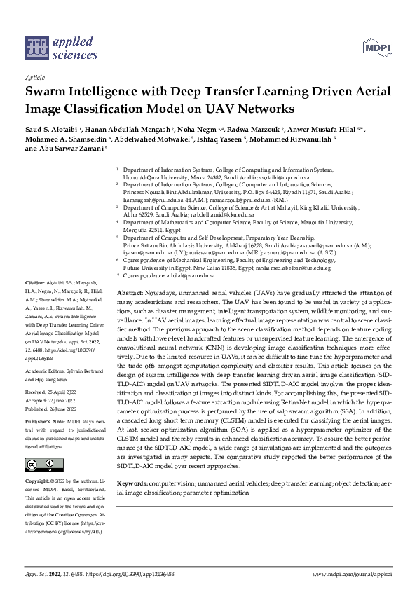 (PDF) Swarm Intelligence with Deep Transfer Learning Driven Aerial Image Classification Model on ...
