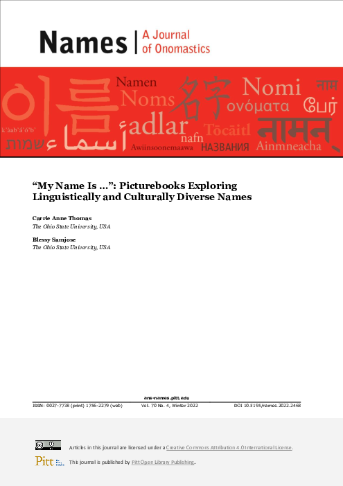 (PDF) "My Name Is …": Picturebooks Exploring Linguistically and ...