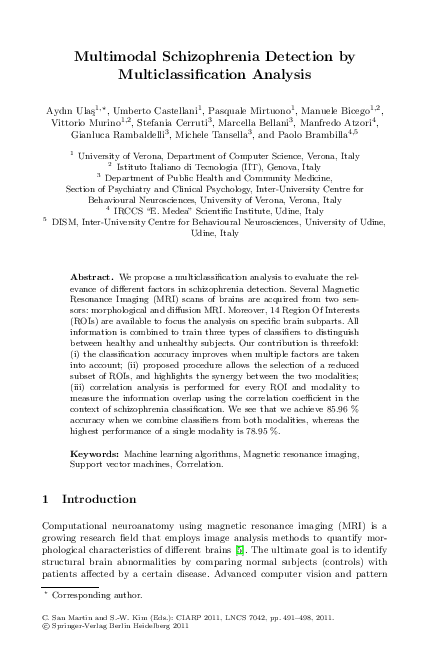 (PDF) Multimodal Schizophrenia Detection by Multiclassification Analysis