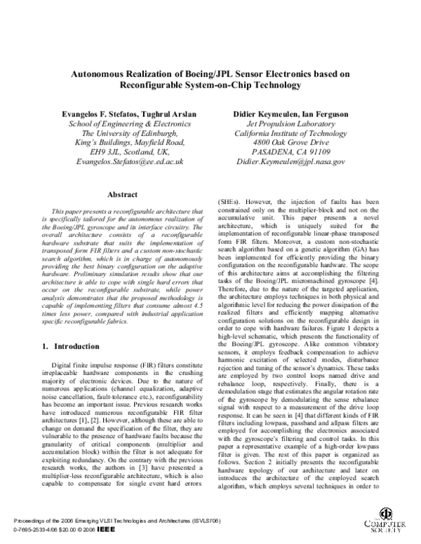 (PDF) Autonomous Realization of Boeing/JPL Sensor Electronics based on Reconfigurable System-on ...