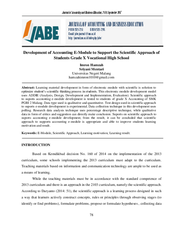(PDF) Development of Accounting E-Module to Support the Scientific ...