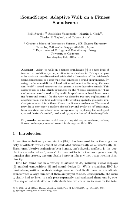 (PDF) iSoundScape: Adaptive Walk on a Fitness Soundscape