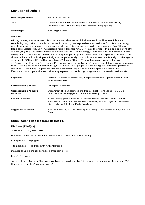 (PDF) Common and different neural markers in major depression and ...