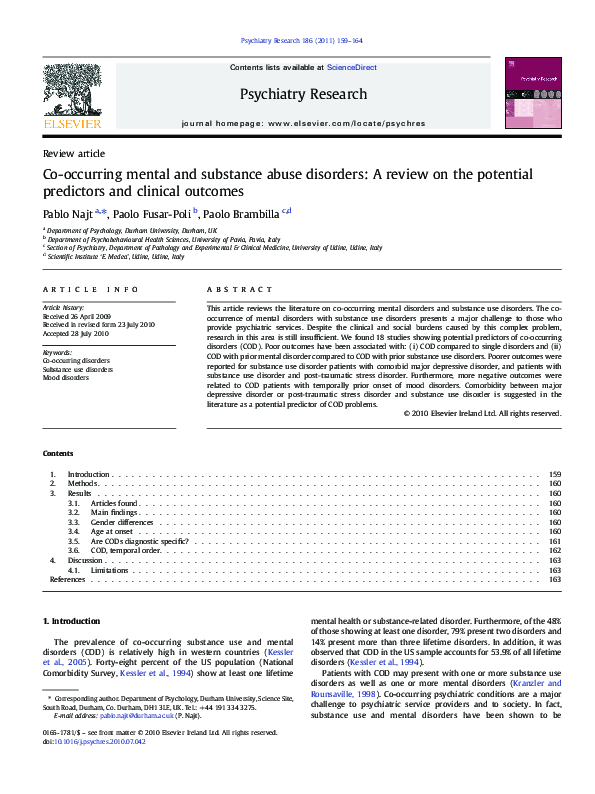 (PDF) Co-occurring mental and substance abuse disorders: A review on the potential predictors ...