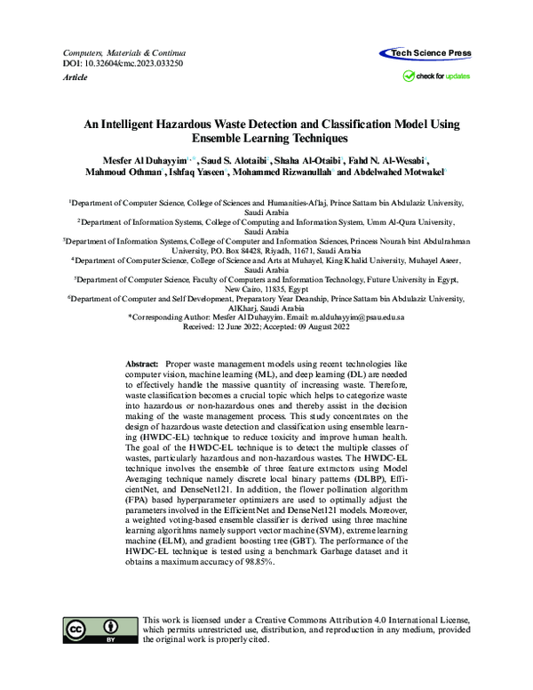 (PDF) An Intelligent Hazardous Waste Detection and Classification Model Using Ensemble Learning ...