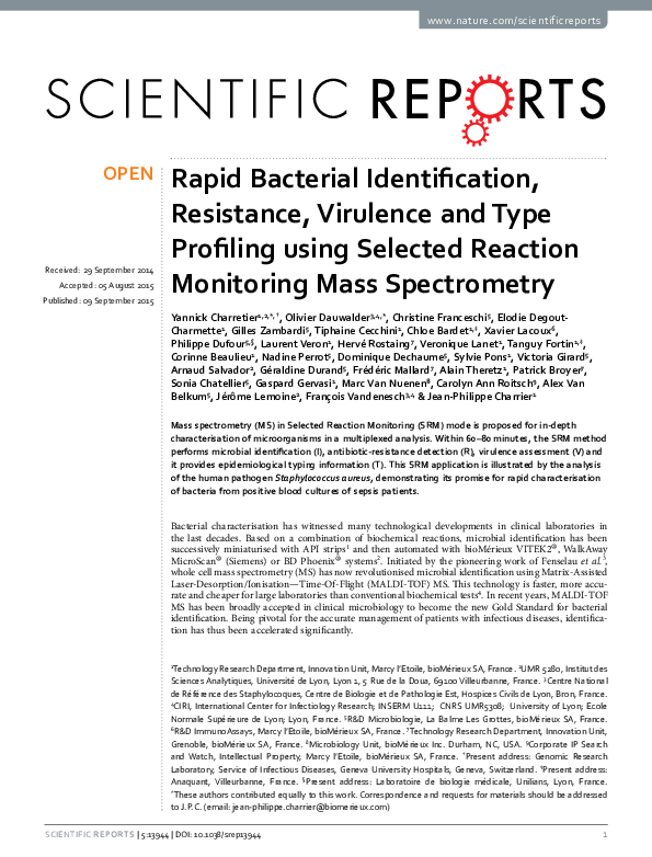 (PDF) Rapid Bacterial Identification, Resistance, Virulence and Type Profiling using Selected ...