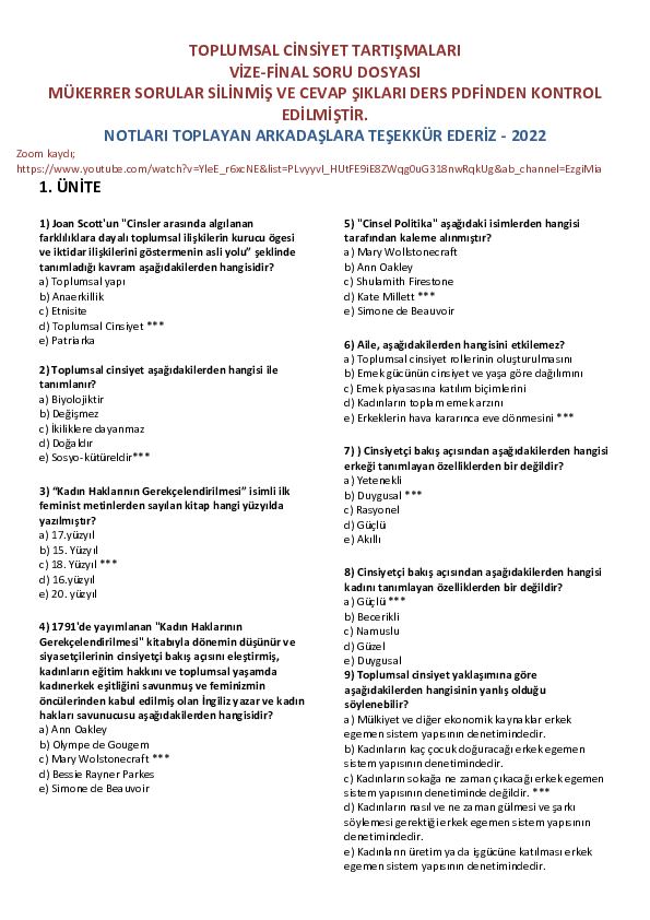 (PDF) TOPLUMSAL CİNSİYET TARTIŞMALARI VİZE-FİNAL SORU DOSYASI MÜKERRER SORULAR SİLİNMİŞ VE CEVAP ...