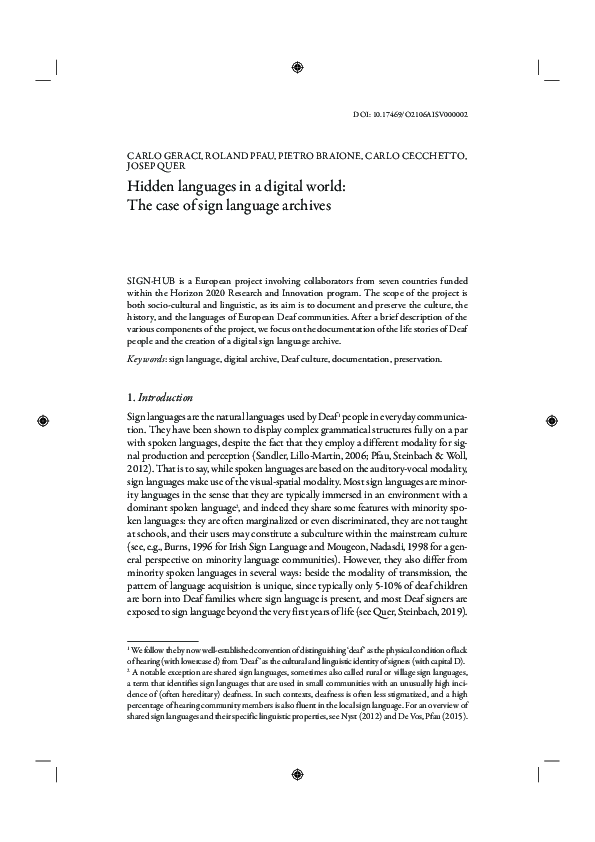 (PDF) Hidden languages in a digital world: the case of sign language ...