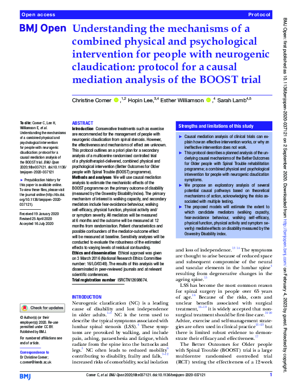 (PDF) Understanding the mechanisms of a combined physical and ...