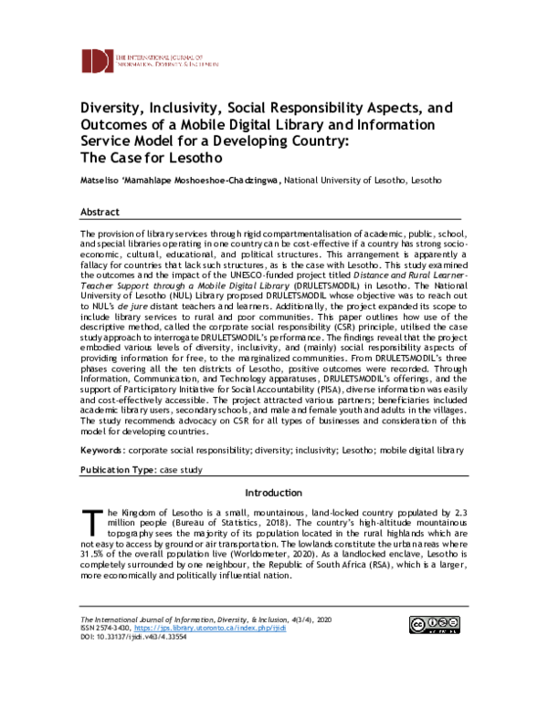 (PDF) Diversity, Inclusivity, Social Responsibility Aspects, and ...