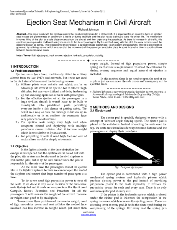(PDF) Ejection Seat Mechanism in Civil Aircraft