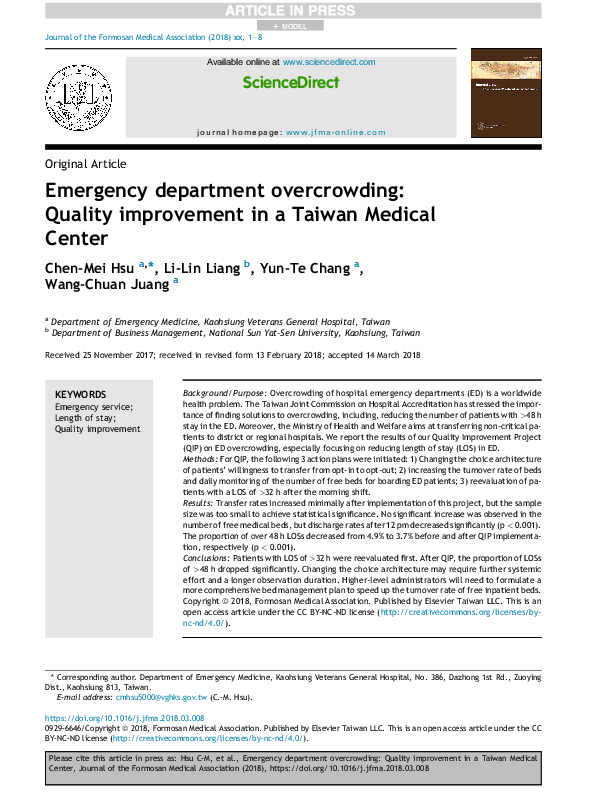 (PDF) Emergency department overcrowding: Quality improvement in a ...