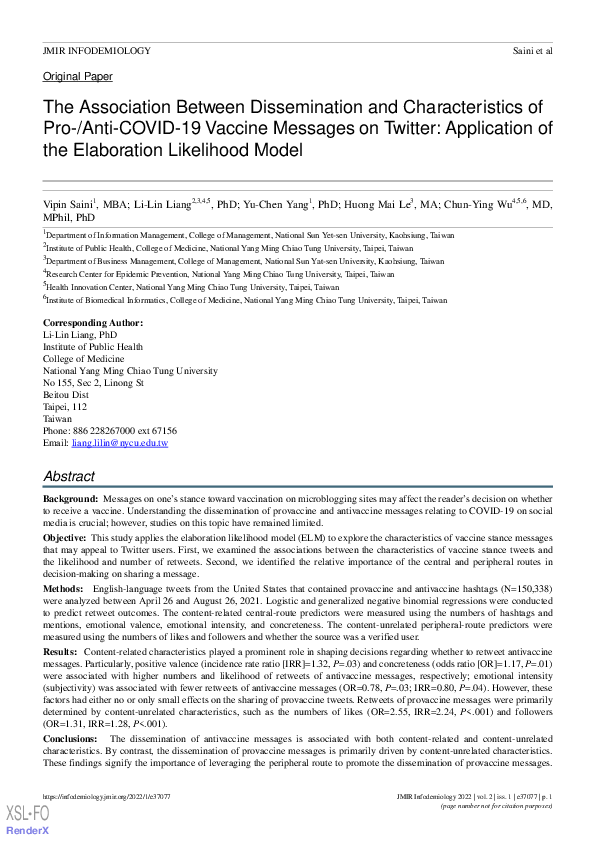 (PDF) The Association Between Dissemination and Characteristics of Pro ...