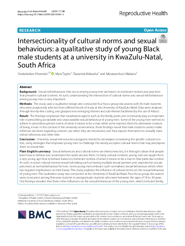(PDF) Intersectionality of cultural norms and sexual behaviours: a ...