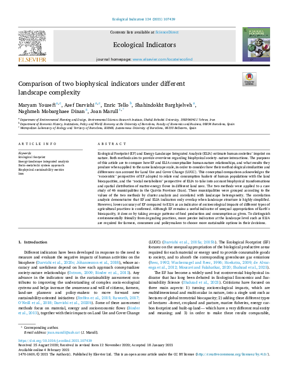 (PDF) Comparison of two biophysical indicators under different ... (PDF) Comparison of two biophysical indicators under different ...