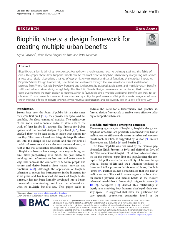 (PDF) Biophilic streets: a design framework for creating multiple urban ... (PDF) Biophilic streets: a design framework for creating multiple urban ...