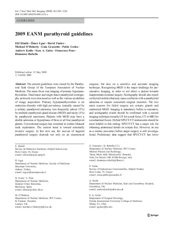 (PDF) 2009 EANM parathyroid guidelines
