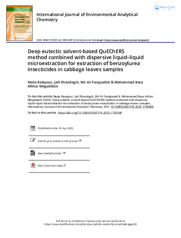 (PDF) Deep eutectic solvent-based QuEChERS method combined with ...