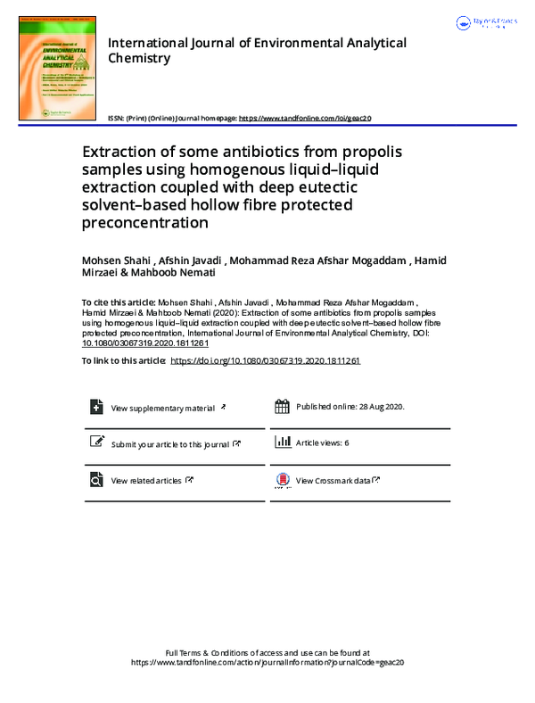 (PDF) Extraction of some antibiotics from propolis samples using ...
